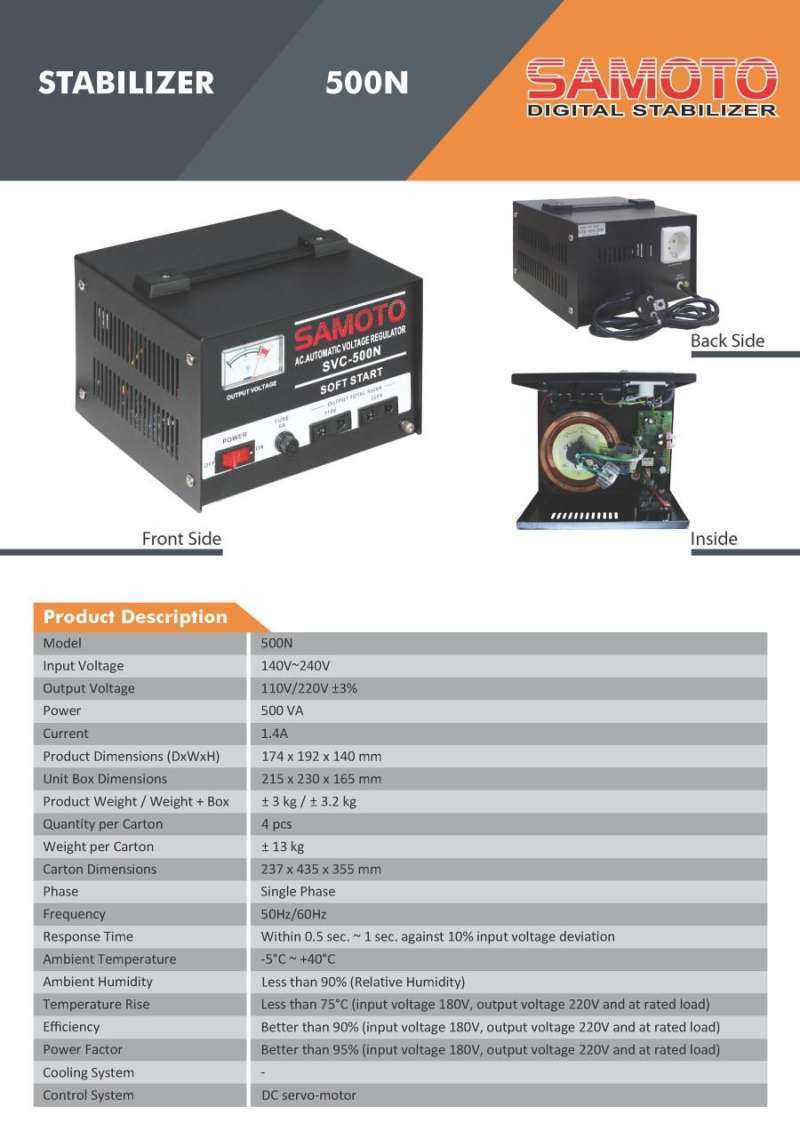 Promo Stabilizer Samoto Stabiliser 500 Va Stavol Listrik Smt Svc Avr ...