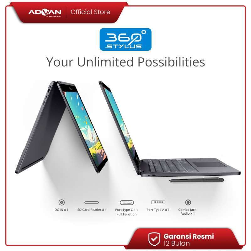 Jual Advan Laptop 360 Stylus 2in1 Touchscreen - Intel I3 14.1'' Fhd Ips ...