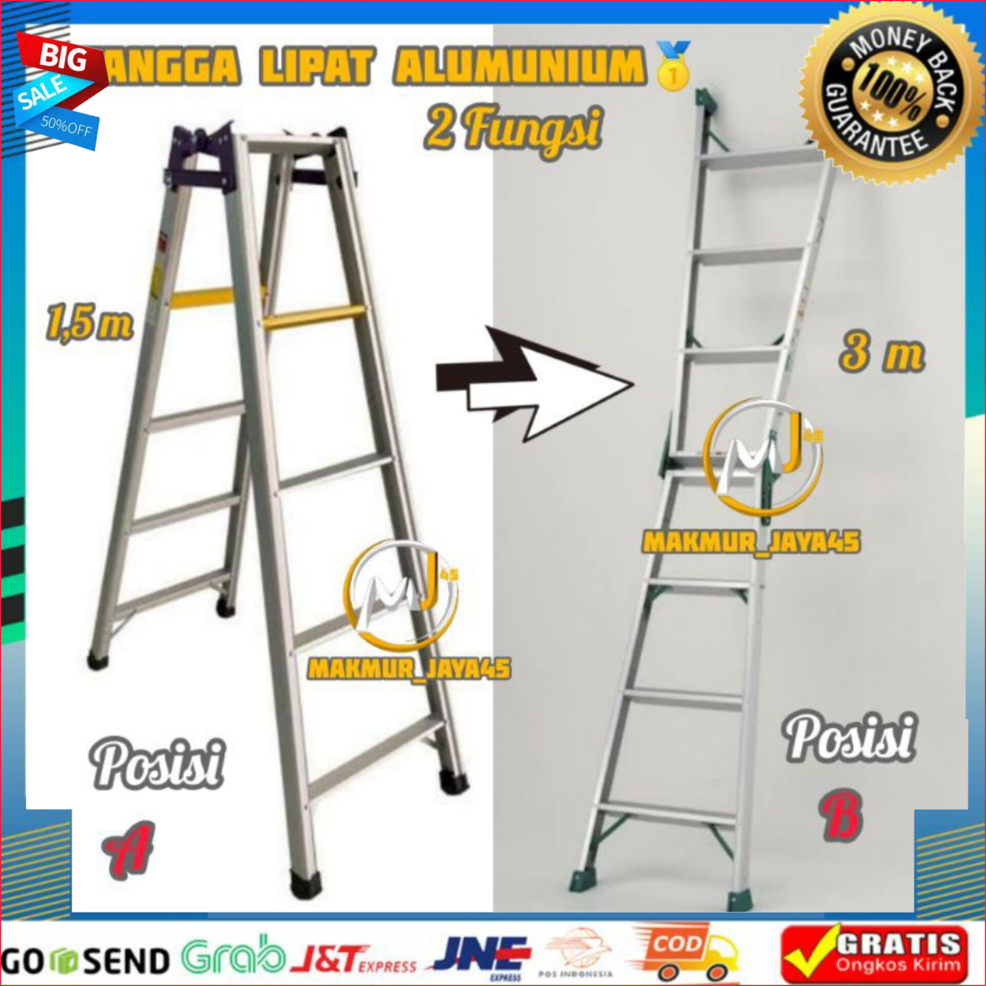 Jual Tangga Lipat Alumunium , Baja Ringan / Tangga Victory 2 Meter Bina ...