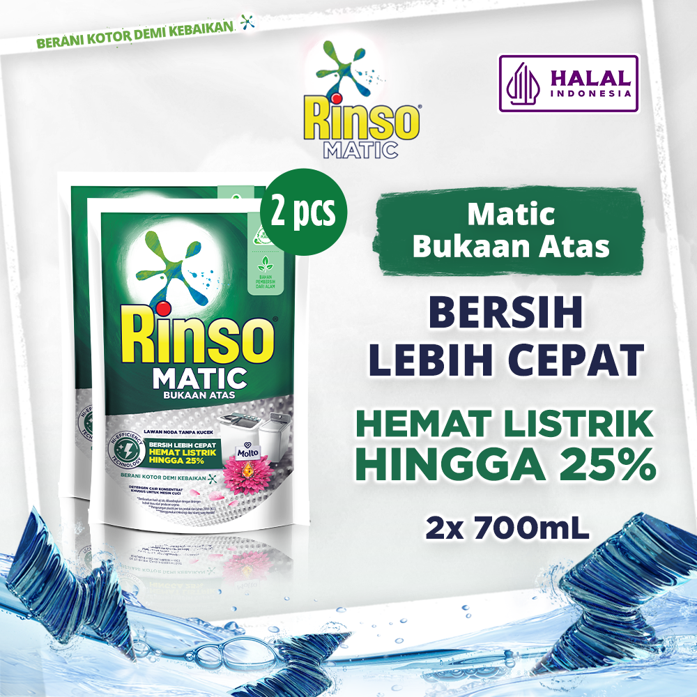 Promo Rinso Matic Bukaan Atas Hemat Energi Liquid Detergent Cair [700 ...