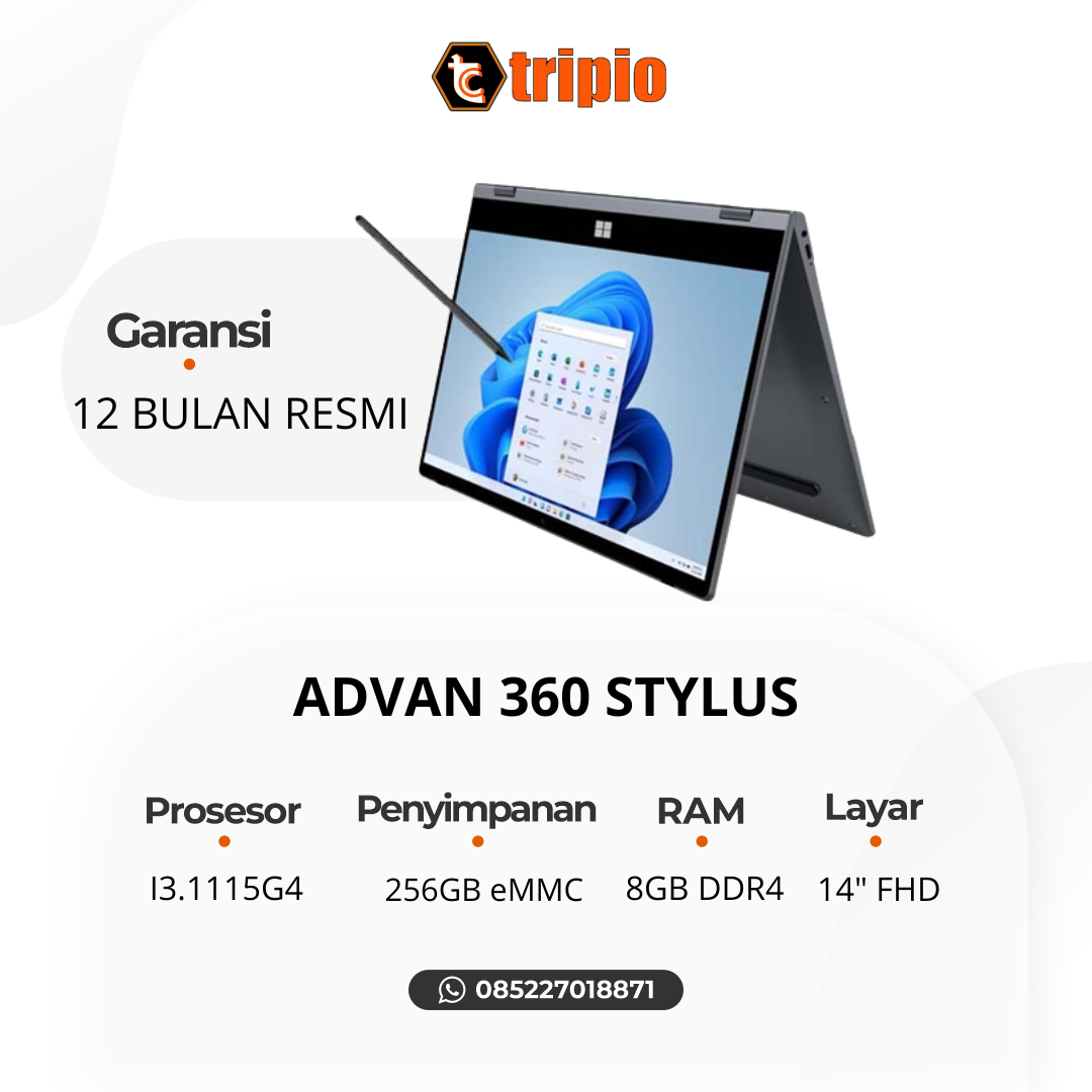 Jual LAPTOP NB ADVAN 360 STYLUS I3.1115G4 8GB 256GB 14FHD WIN11 di ...