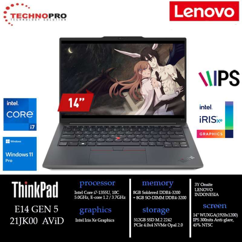 Promo Lenovo Thinkpad E14 Gen 5 Avid || Intel Core I7-1355u Iris Xe ...