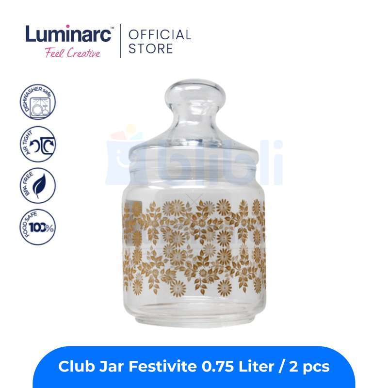 Promo Luminarc Toples Club Jar Festivite 0.75 Liter / 2 Pcs Diskon 12% ...