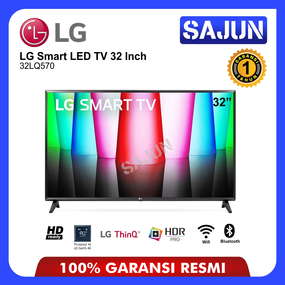 Promo LG 32LQ570 Smart TV LED 32 Inch HD HDR 10 Digital WiFi ...