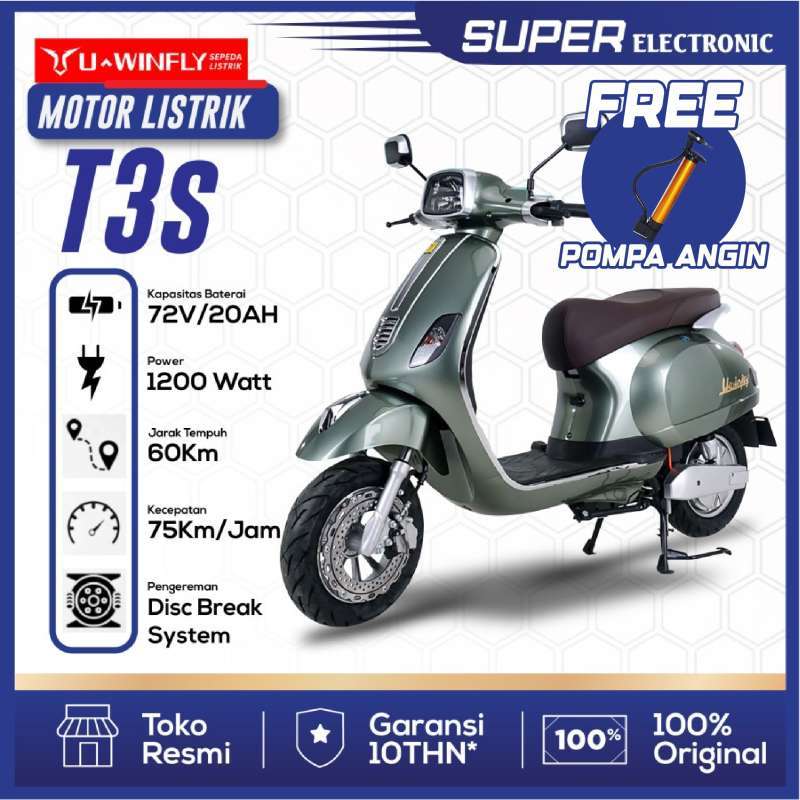 Promo Sepeda Motor Listrik Uwinfly T3s T3 Pro Vespa 72v/20ah Double Cakram Diskon 8% Di Seller ...