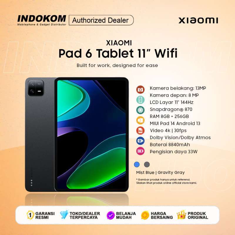 Promo Xiaomi Pad 6 Ram 8gb/256gb Tablet 11 - Garansi Resmi Diskon 5% Di ...
