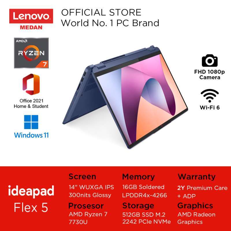 Jual Lenovo Ideapad Flex 5-14abr8 6mid, Amd R7-7730u/16gb/512gb/w11hsl ...