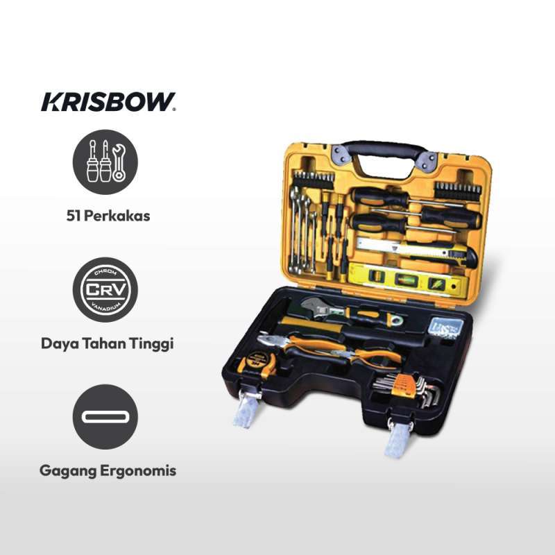 Promo Krisbow Mechanic Toolkit Perkakas Mekanik Lrtkm51 Set 51 Pcs ...