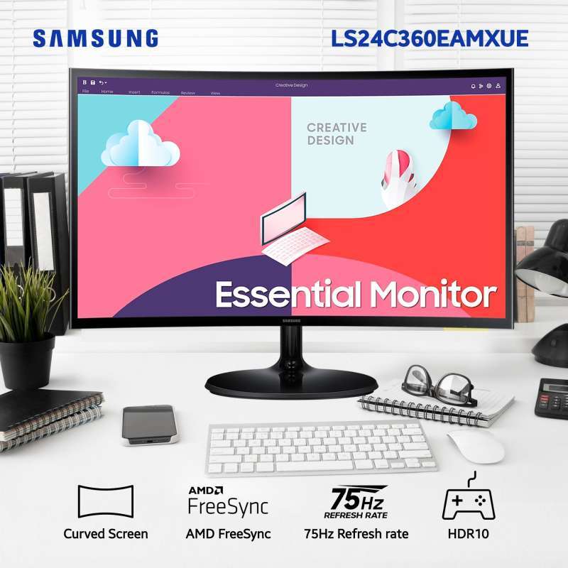 Jual Samsung Monitor Ls24c360eaexxd 24 S36c 75hz Fhd Va Curved Monitor ...