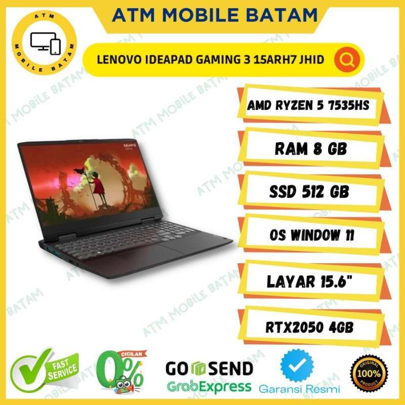 Jual LENOVO GAMING 3-15ARH7 JHID R5-7535HS 8GB 512G SSD RTX2050 4GB W11 ...