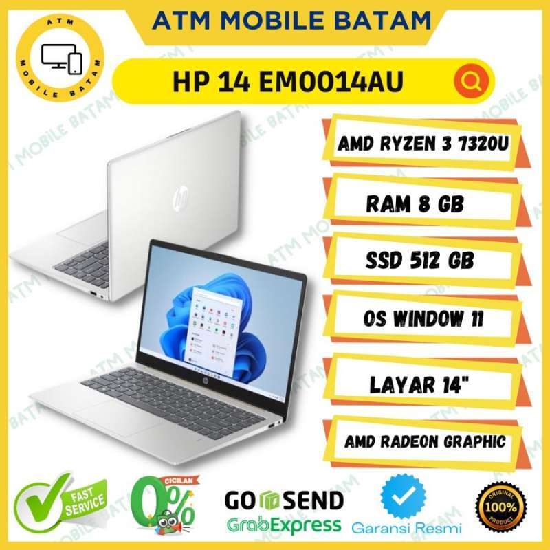 Jual Laptop HP 14 EM0014AU Ryzen 3-7320U 8GB DDR5 SSD 512GB Win 11 ...