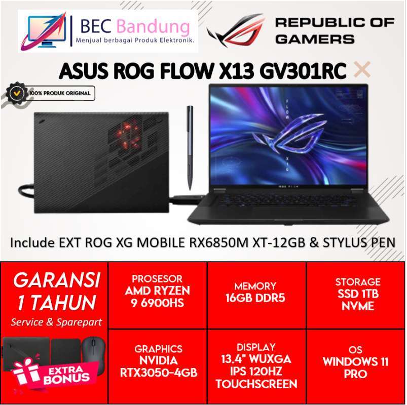 Jual Asus ROG Flow X13 GV301 Touchscreen Convertible 2 in 1 Gaming ...