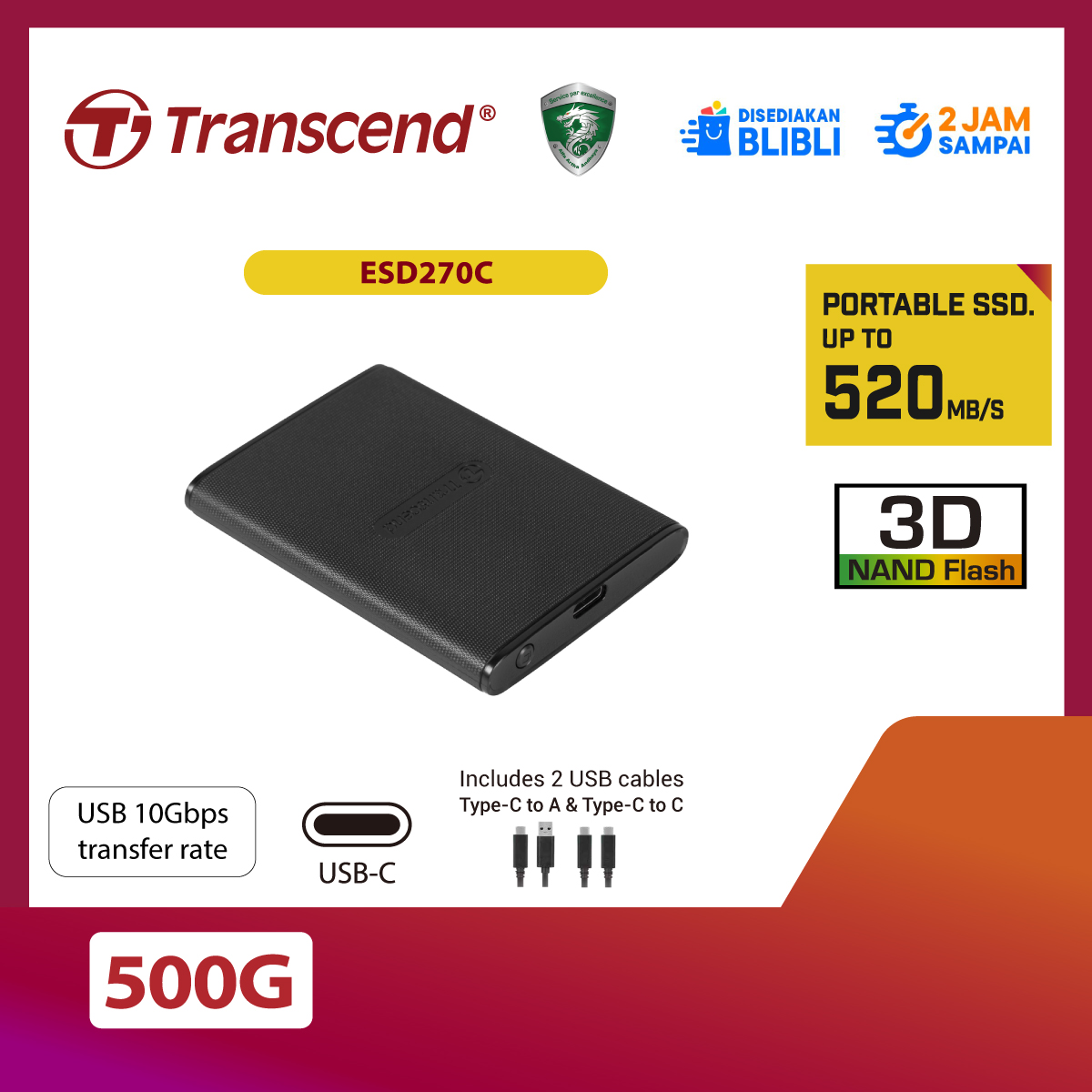 Promo Transcend Gb External Ssd Esd C Usb Gen Type C Ts Gesd C Diskon Di