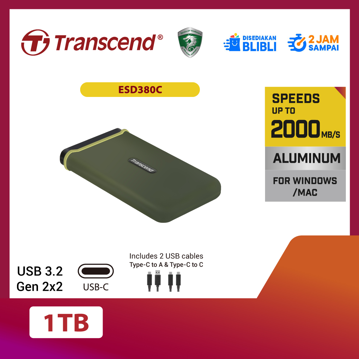 Promo Transcend 1tb, External Ssd, Esd380c, Usb 3.2 Gen 2x2, Type C, Up ... Promo Transcend 1tb, External Ssd, Esd380c, Usb 3.2 Gen 2x2, Type C, Up ...
