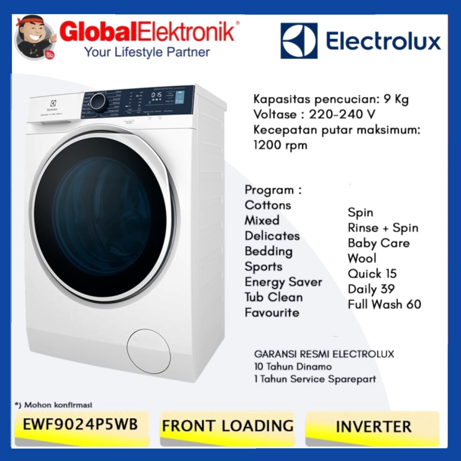 Jual ELECTROLUX Mesin Cuci Front Loading 9 Kg EWF9024P5WB EWF 9024P5 WB ... Jual ELECTROLUX Mesin Cuci Front Loading 9 Kg EWF9024P5WB EWF 9024P5 WB ...