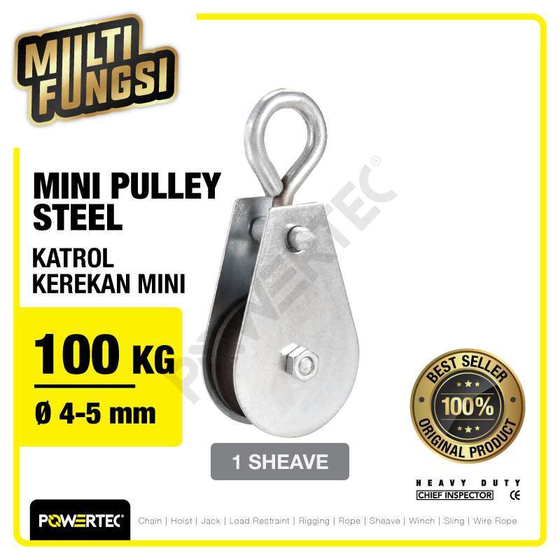 Jual Powertec Mini Pulley Katrol Kerekan 100kg 12mm - 1 Sheave Di ...