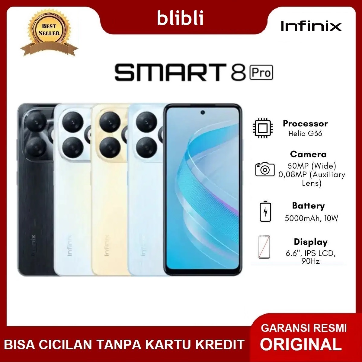 Promo Infinix Smart 8 Pro Ram {8gb /128gb} Up To 16 Gb Extended Ram - 90hz - 5000mah - Garansi ...