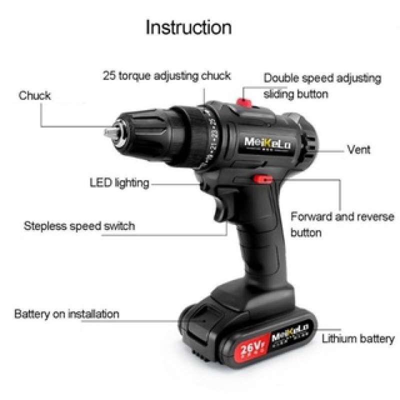 Jual Meikela Cordless Electric Screwdriver Drill - Obeng Bor Listrik 36v Di Seller Greener Store ...