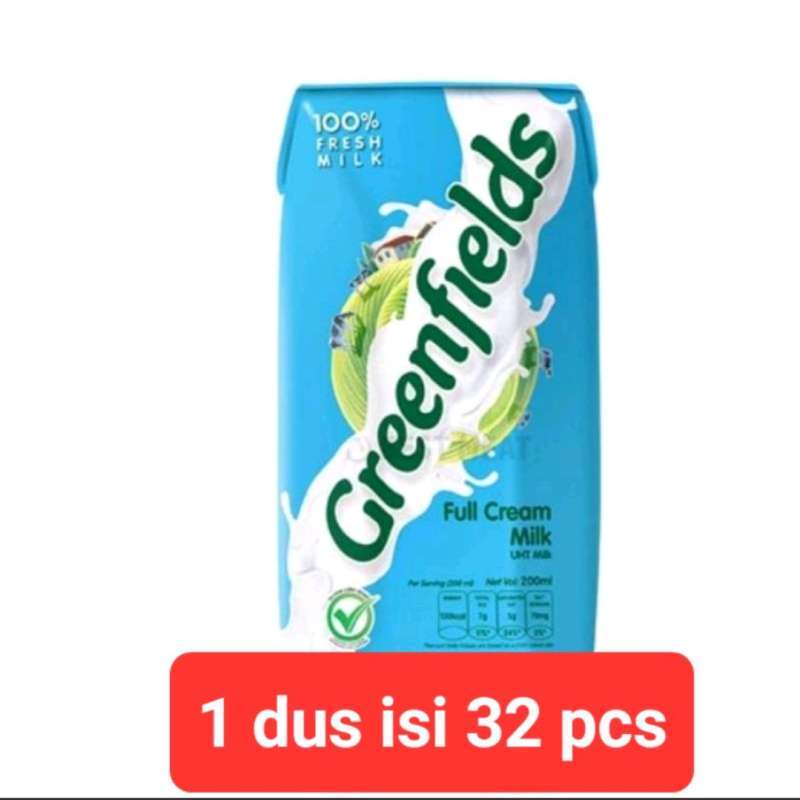 Jual Susu Uht Greenfields Full Cream 1 Dus Isi 200 Ml X 24 Pcs | Susu Greenfields Plain Kartonan ...