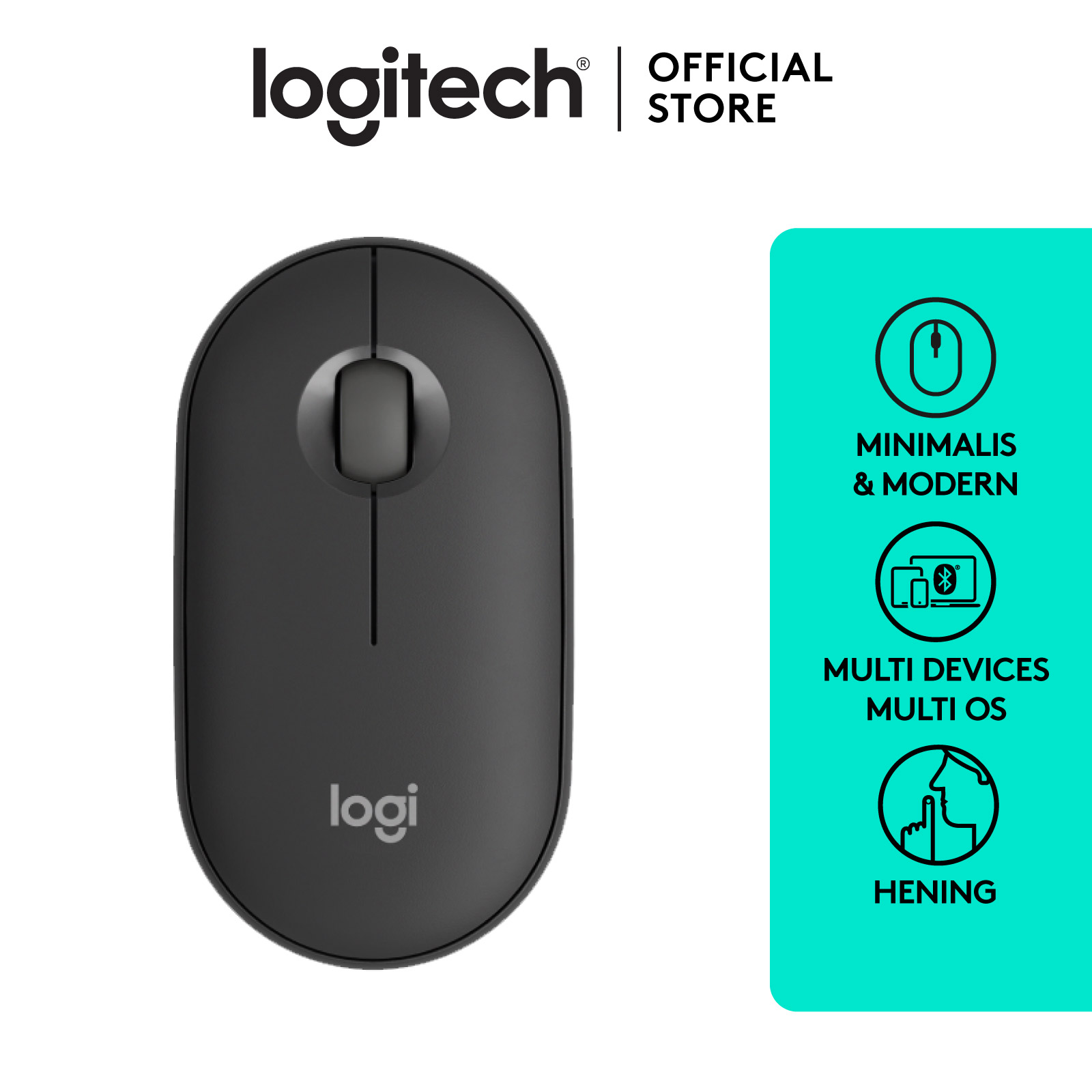Promo Logitech Pebble 2 M350s Mouse Wireless Bluetooth Slim Silent Tonal Graphite Diskon 38% Di ...