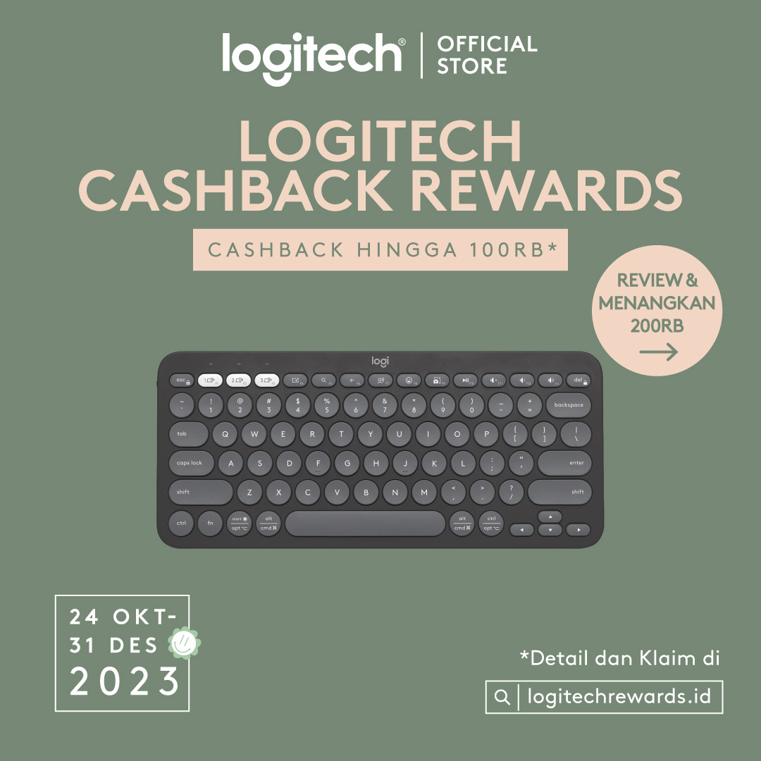 Promo Logitech Pebble Keys 2 K380s Keyboard Wireless Bluetooth Multi