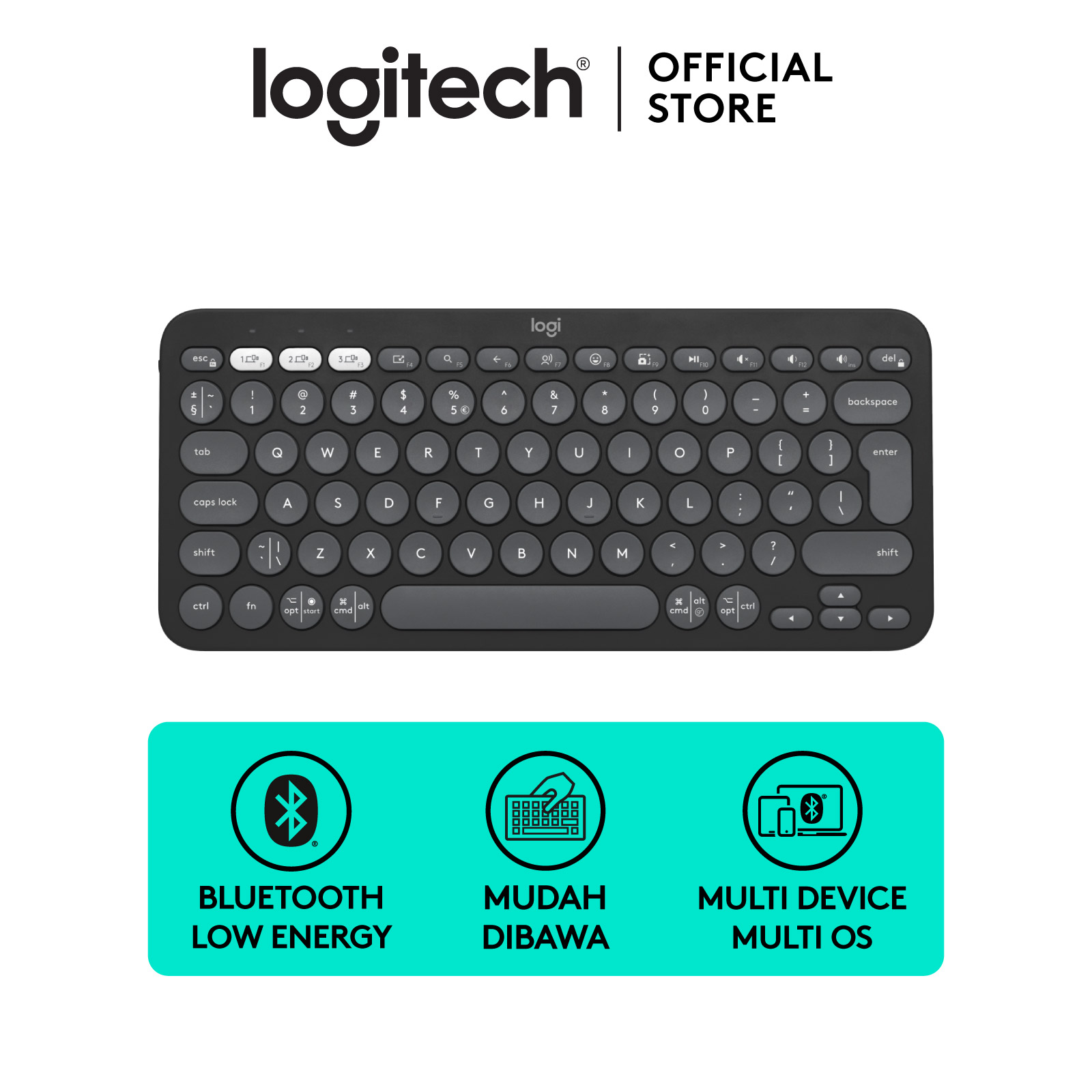 Promo Logitech Pebble Keys 2 K380s Keyboard Wireless Bluetooth Multi ...
