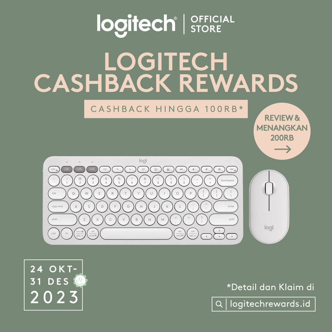 Promo Logitech Pebble 2 Combo Keyboard Dan Mouse Wireless Bluetooth Tonal White Diskon 38 Di