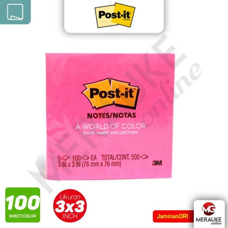 Jual 3M Post-it Sticky Notes 654-5PK 3x3 500 Lembar - 5 Warna Neon di ...