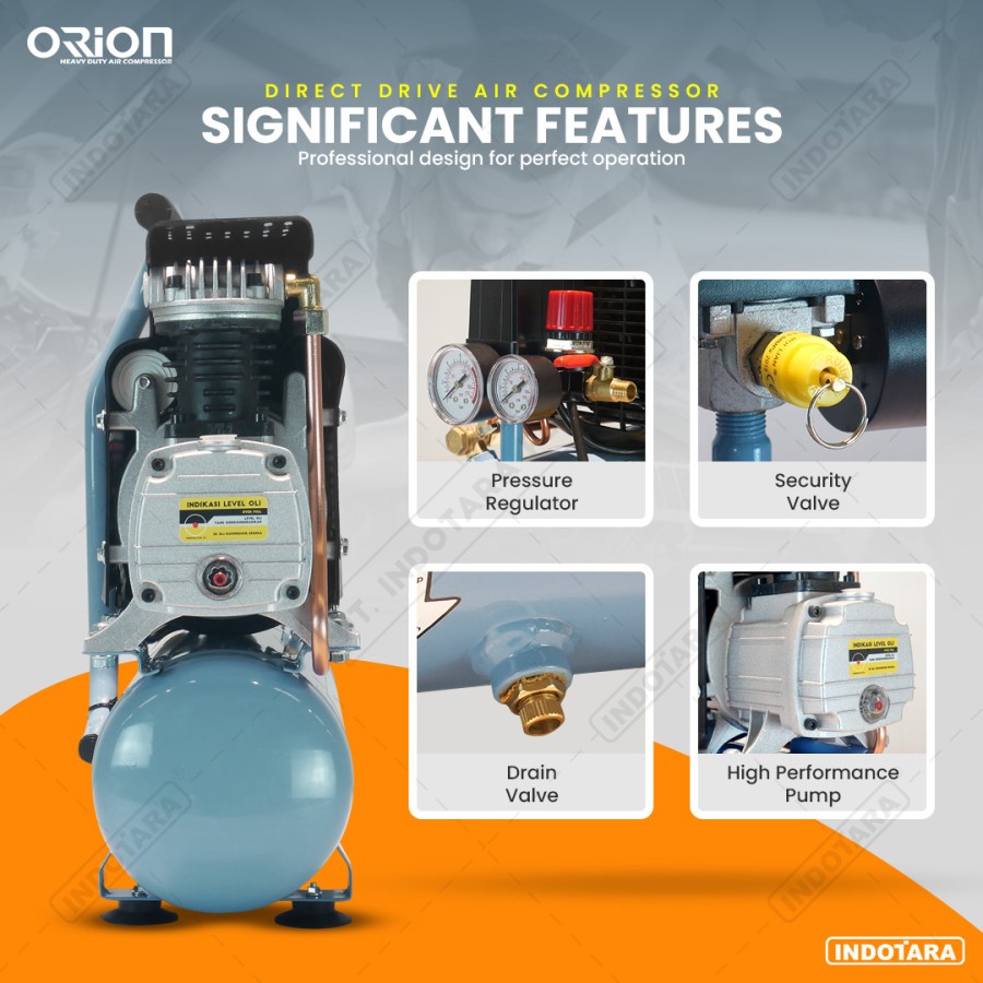 Jual Kompresor Angin 0.75 Kw 3/4 Hp 10l Air Compressor Orion Type Dc75m ...