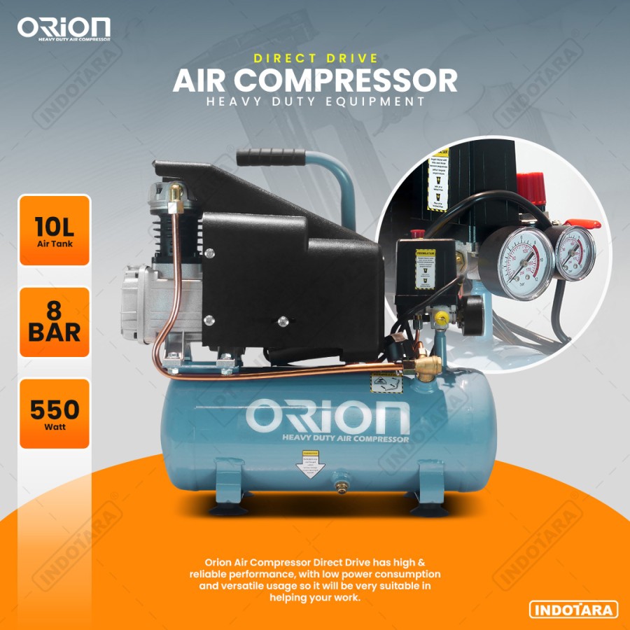 Jual Kompresor Angin 0.75 Kw 3/4 Hp 10l Air Compressor Orion Type Dc75m ...