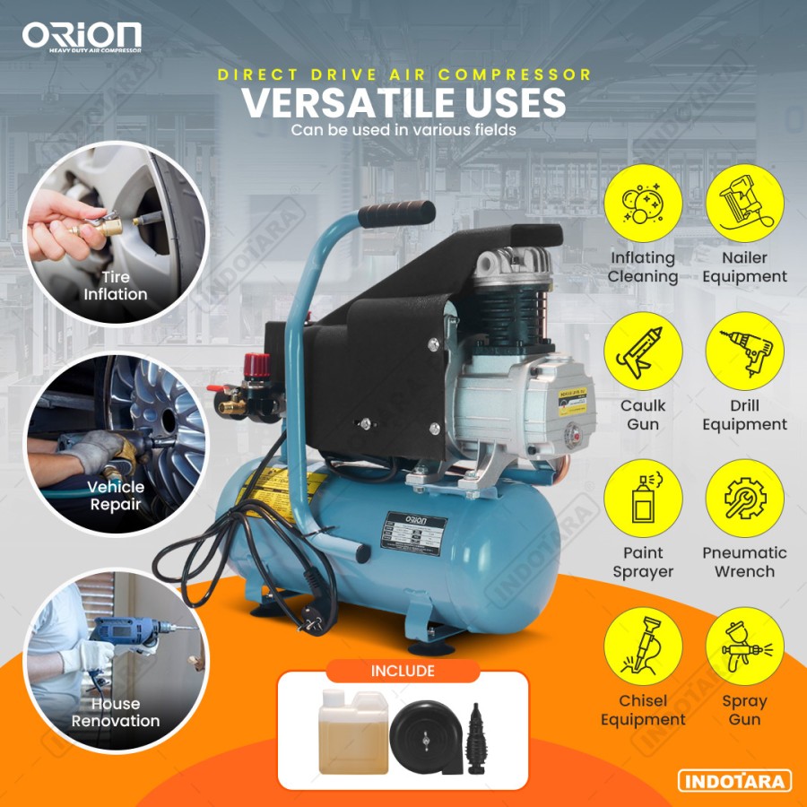 Jual Kompresor Angin 0.75 Kw 3/4 Hp 10l Air Compressor Orion Type Dc75m ...