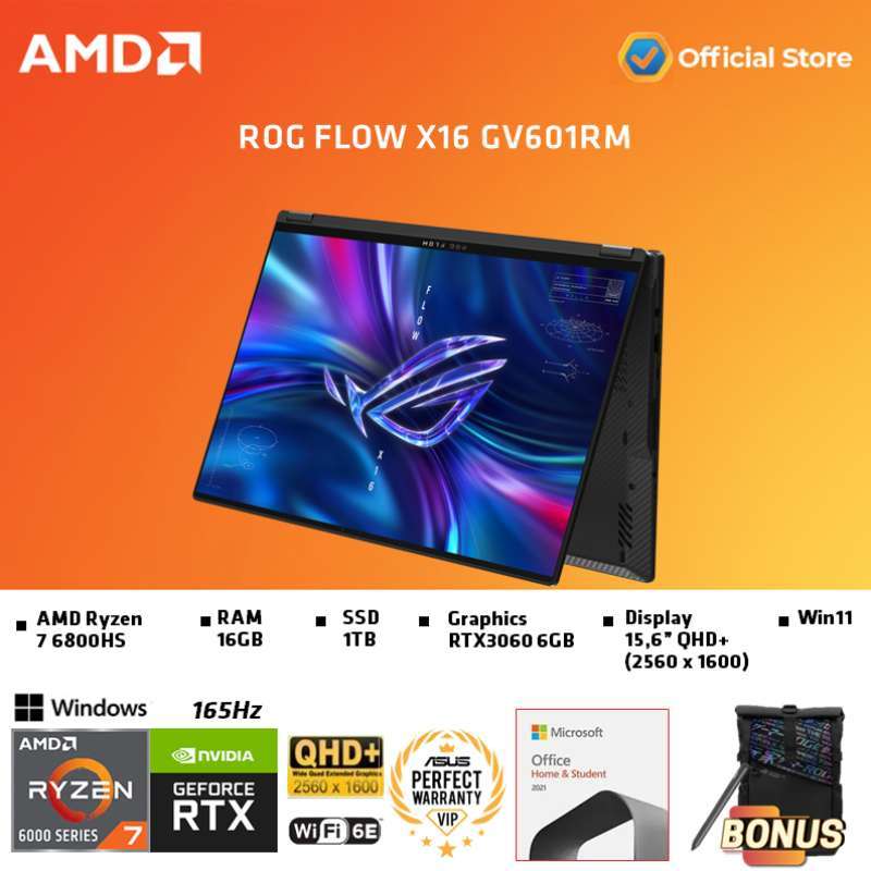 Jual Asus Rog Flow X16 Gv601rm | Ryzen 9 6900hs 16gb 1tbssd Rtx3060 6gb ...