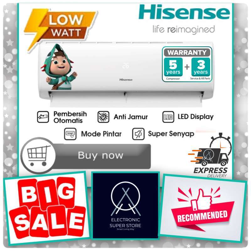 Promo AC HISENSE STANDARD 1/2 PK AN05CEG AN05CDG AN05 FAST COOLING R32 ...