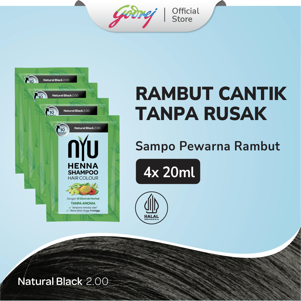 Promo Nyu Henna Shampoo Hair - Sampo Pewarna Rambut Natural Black [1 ...