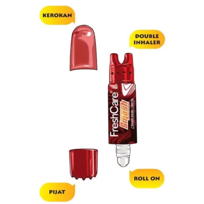 Promo Fresh Care Smash Merah Double Inhaler Roll On Minyak Angin Aromatherapy Freshcare Diskon 2