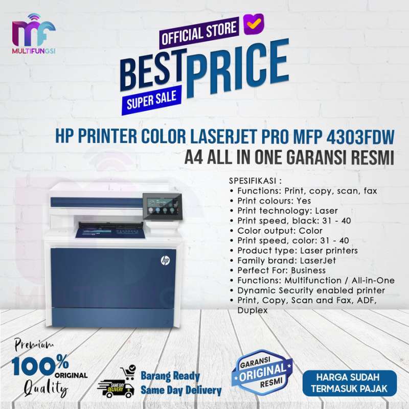 Jual Hp Printer Color Laserjet Pro Mfp 4303fdw A4 All In One Garansi ...