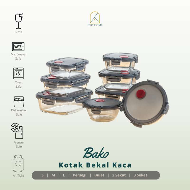 Promo Ryo Home - Bako Kotak Bekal Kaca / Lunch Box Set / Food Storage ...