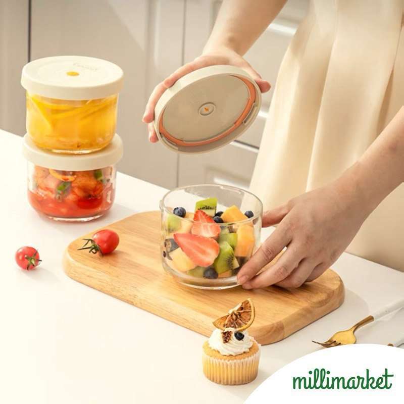 Jual Pobox Glass Container / Lunch Box Tempat Makan Kaca Wadah Mpasi ...