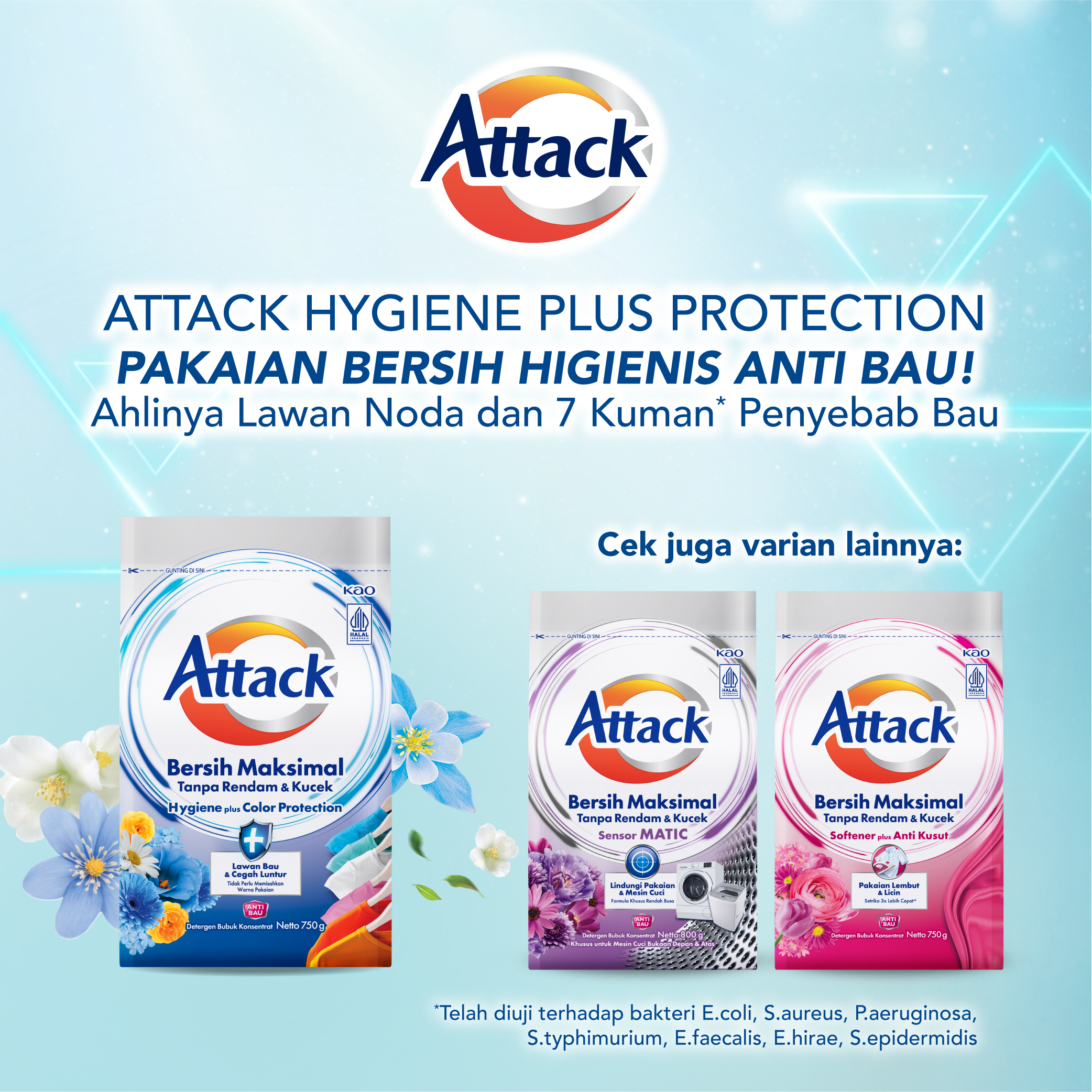 Jual Attack Hygiene Plus Protection Detergent Powder All Washing ...