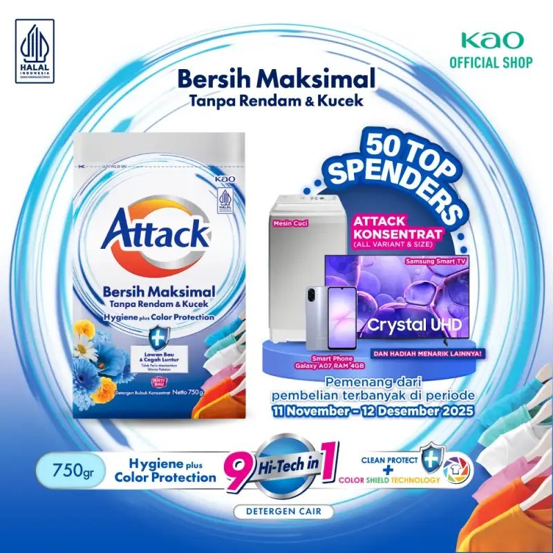 Jual Attack Hygiene Plus Protection Detergent Powder All Washing ...