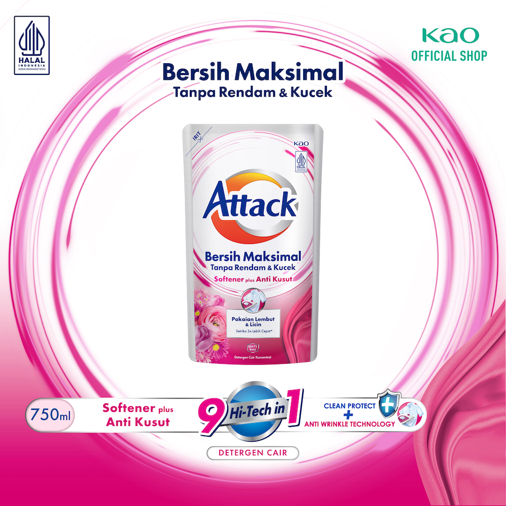 Jual Attack Plus Softener Deterjen Cair Semua Jenis Mesin Cuci 750ml ...