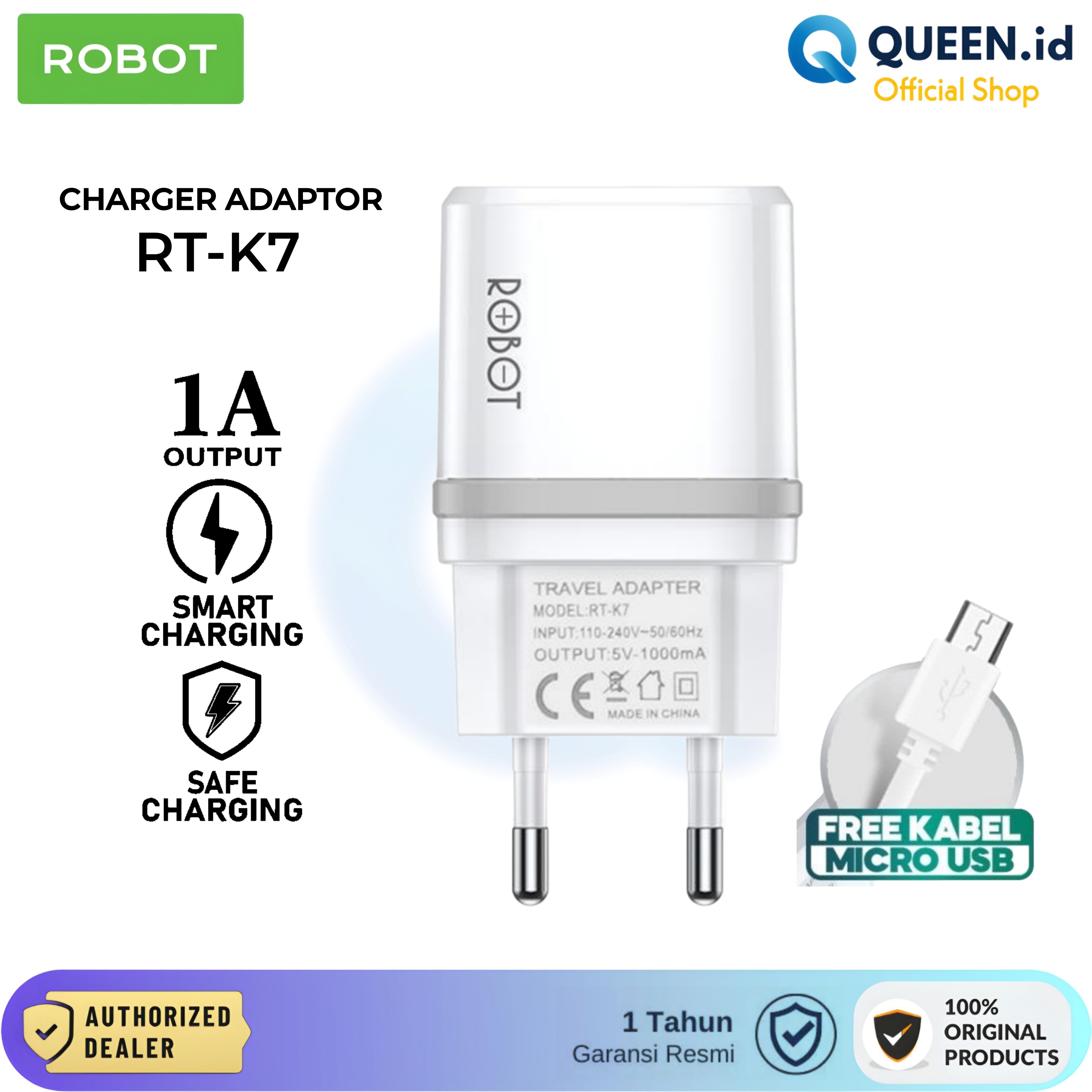 Promo ROBOT VIVAN RT-K7 Charger Adaptor Micro USB 5V 1A ORIGINAL Diskon ...