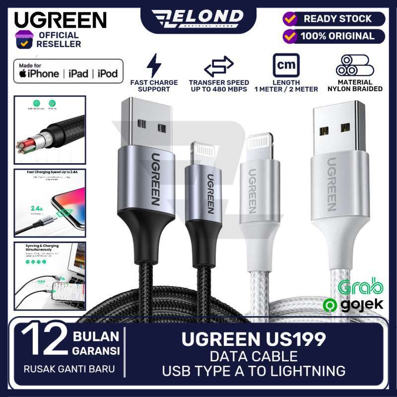 Jual UGREEN Kabel Lightning ip MFI to USB A Nylon Braided US199 di ...