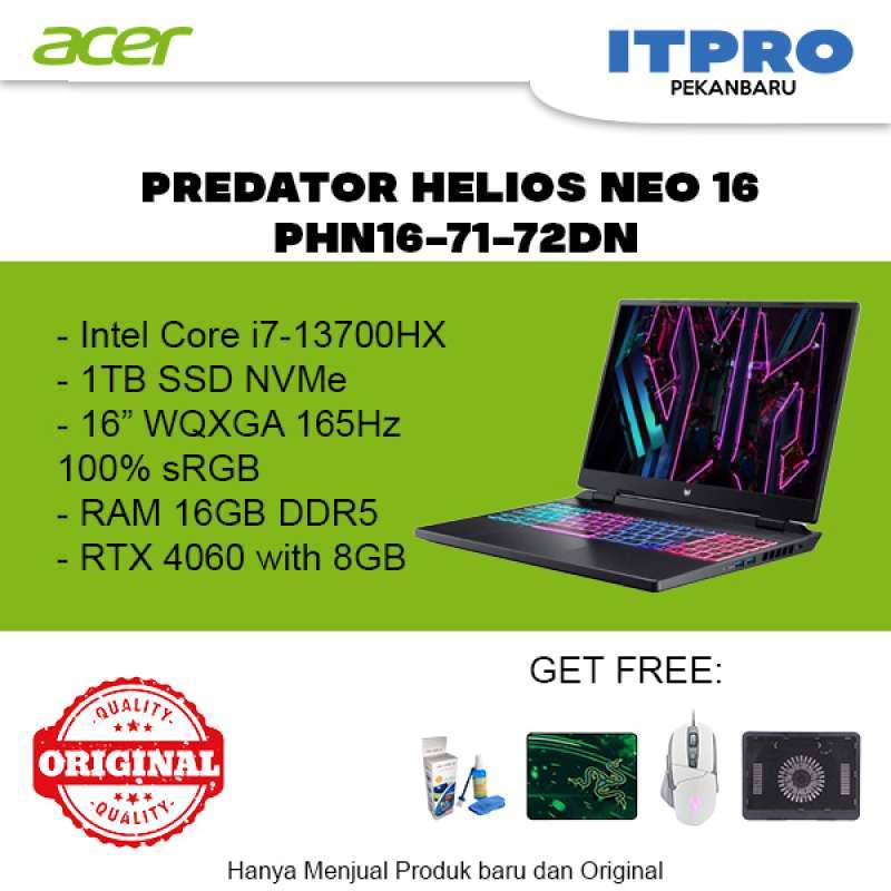 Promo Acer Predator Helios Neo 16 Intel I7 Gen13 Rtx 4060 8gb Diskon 11% Di Seller Itpro ...