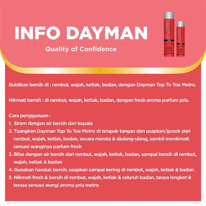 Jual Sabun Mandi Cair Dan Shampoo Dayman Top To Toe Metro 410 Ml Isi 6 ...