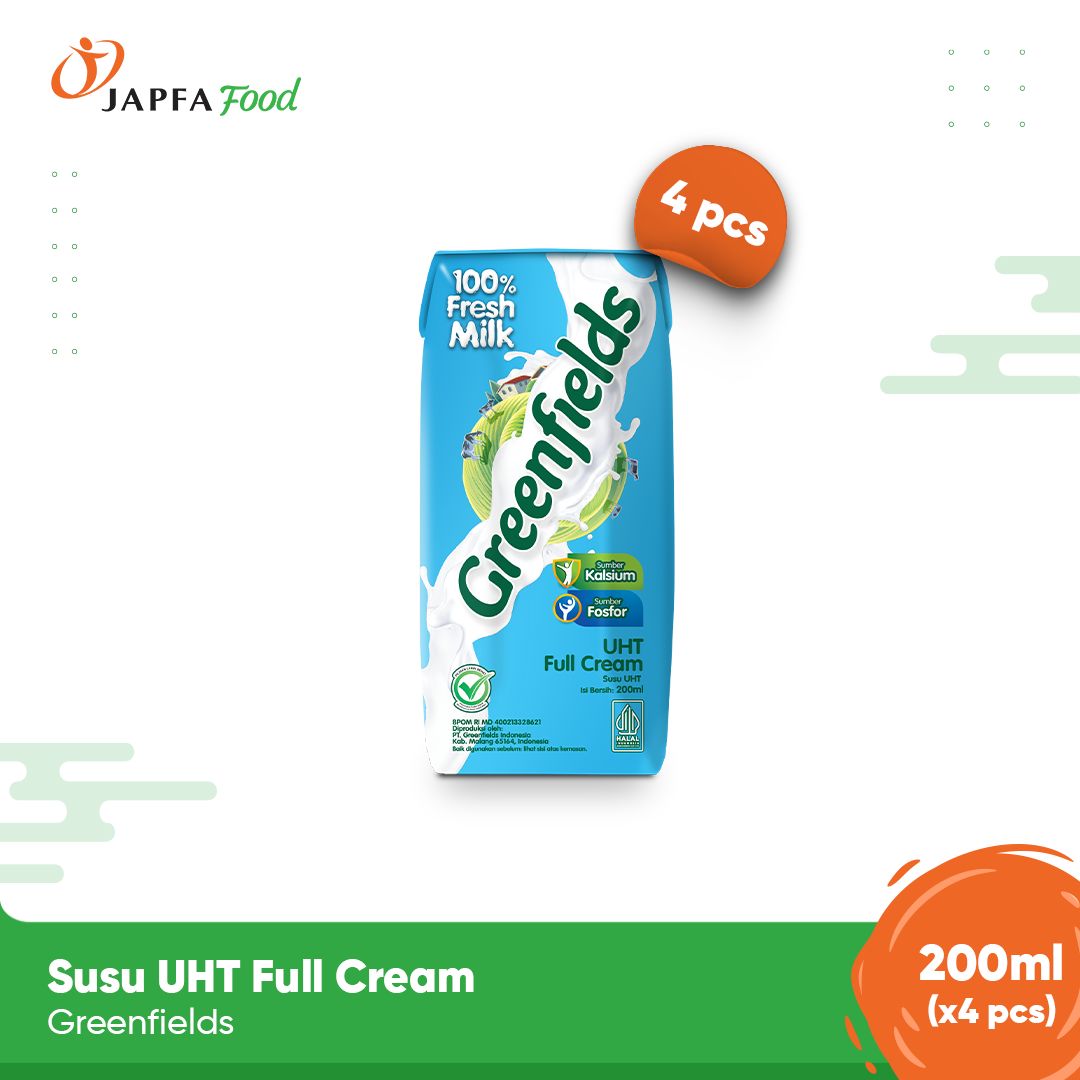 Promo Greenfields Susu UHT Full Cream 200 ml - isi 4 pcs -100% Fresh ...