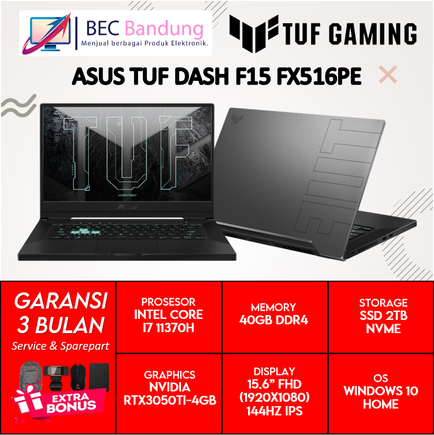 Jual Asus Tuf Dash F15 Gaming Laptop FX516PE Intel Core I7 11370H RAM ...