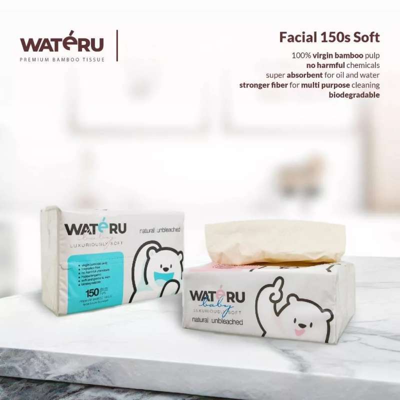 Jual Wateru Premium Bamboo Tissue - Facial Tissue 150 Sheets, 2 Ply Di ...