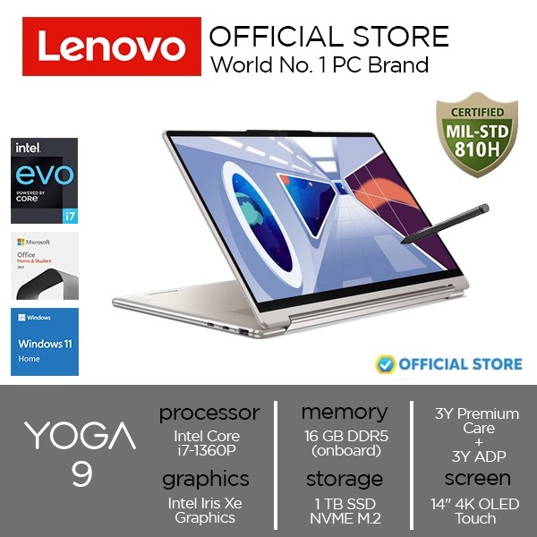Jual Lenovo Yoga 9 14IRP8 Core i7-1360P 16GB 1TB SSD W11+OHS - STORM ...