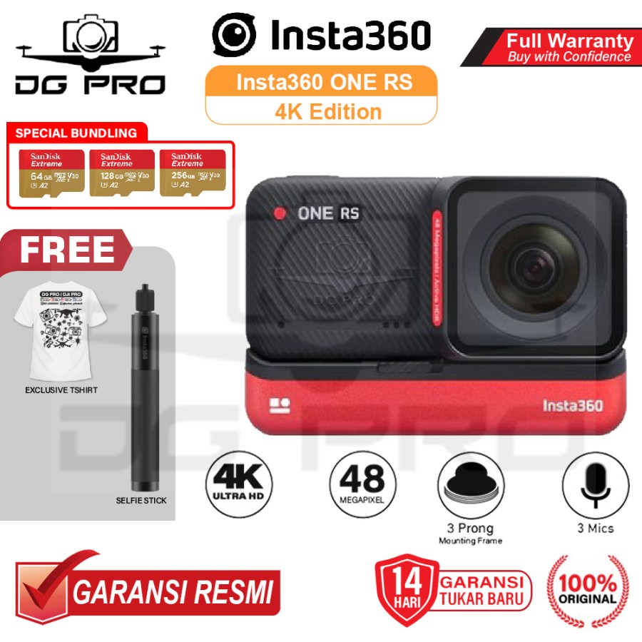 Jual Insta360 One Rs 4k Edition Action Cam Camera Original Resmi - Memory 64gb Paket Standard Di ...